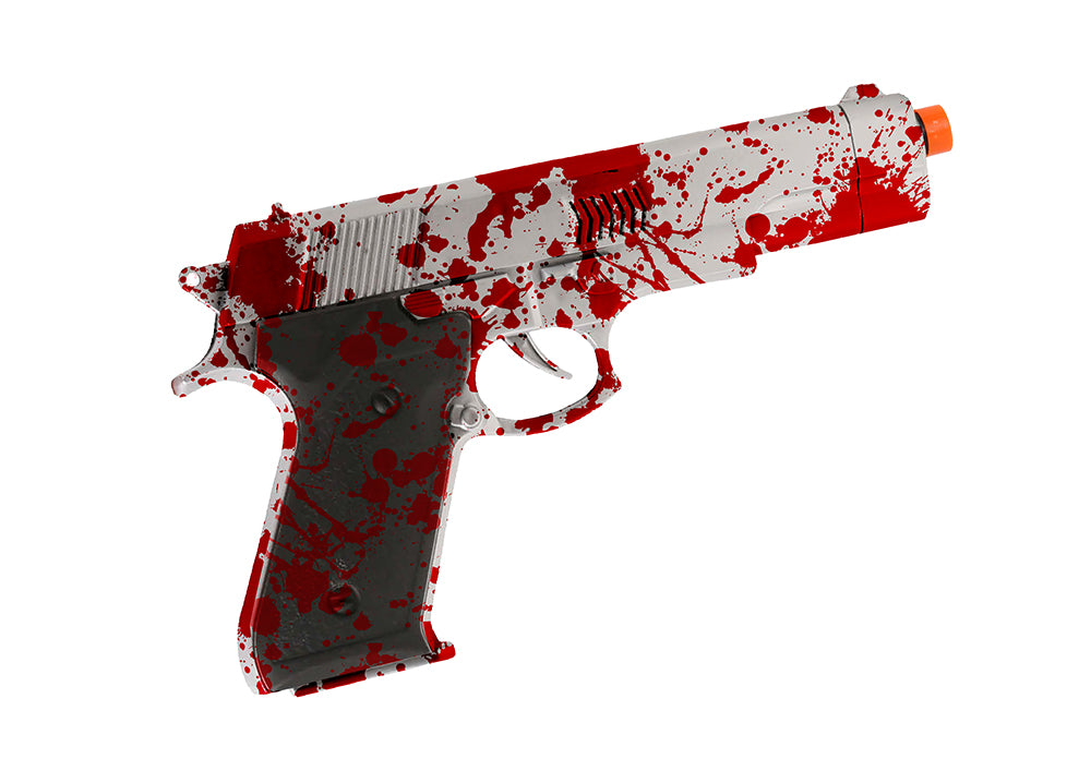 Gun with Blood 24cm | Realistic Horror Prop Weapon for Halloween ...