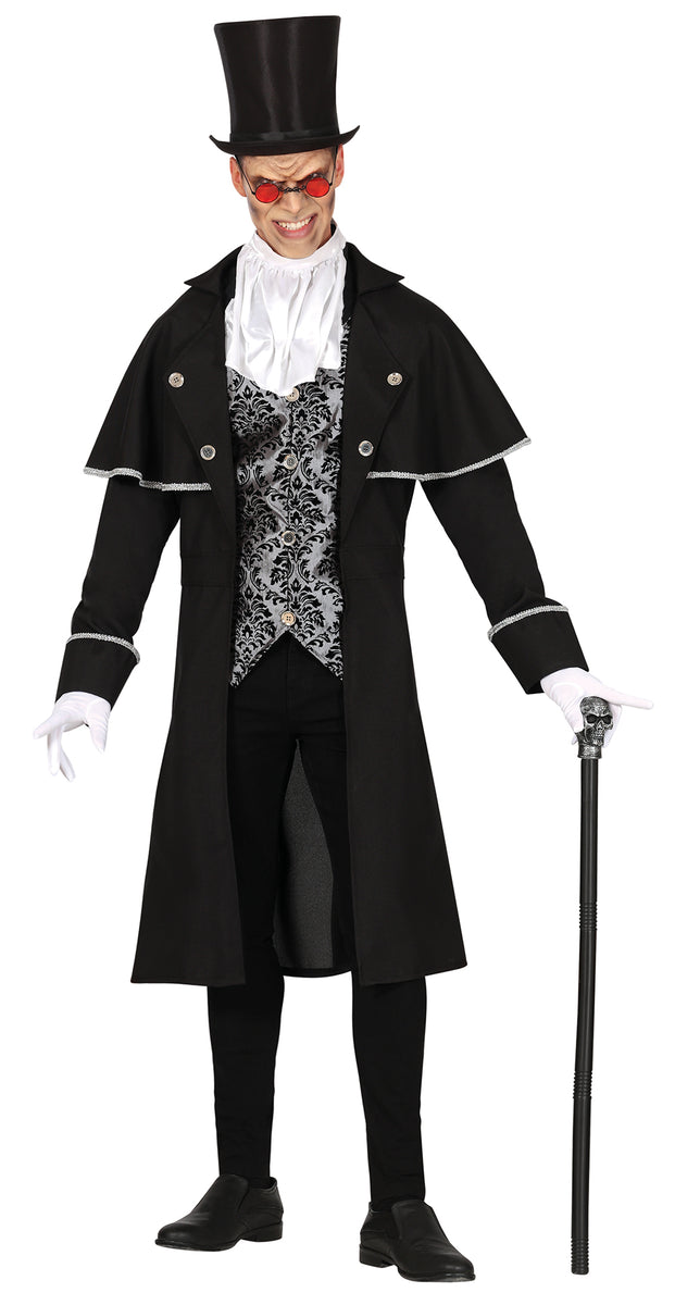 Silver Vampire Adults Costume 🧛‍♂️ | Gothic Halloween Fancy Dress ...
